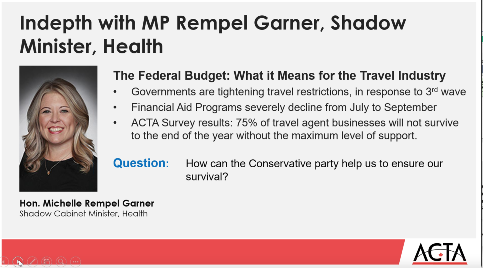 MP Michelle Garner highlights ACTA’s webinar - Travelweek