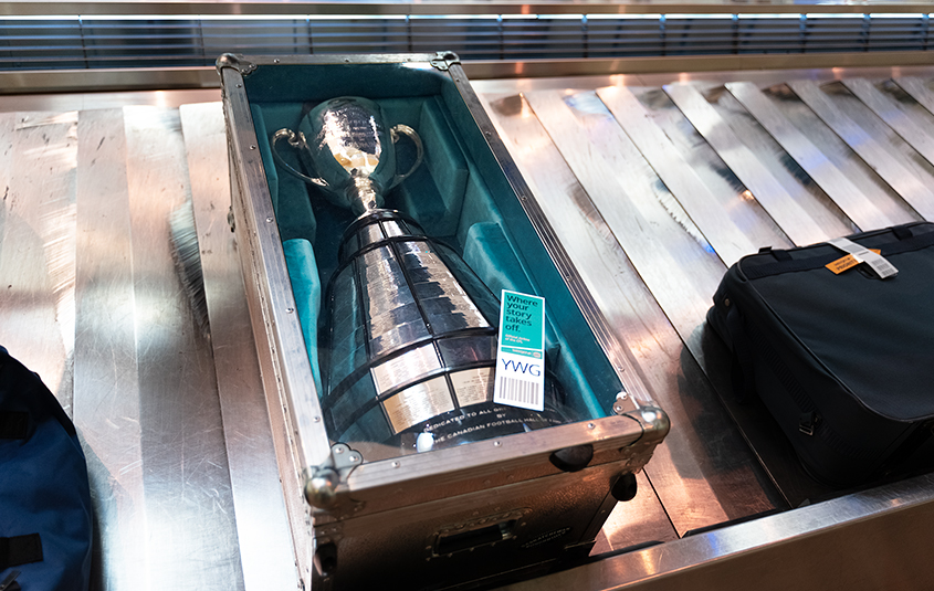 WestJet surprises fans with Grey Cup at Winnipeg airport - Travelweek